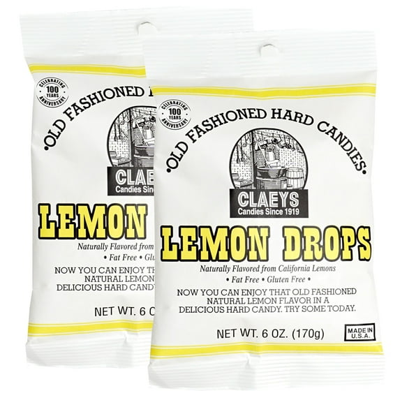Claey's Sanded Lemon Drops Candy, 6 Oz Bag, 2 Pack, Hard Sour Sweet ...