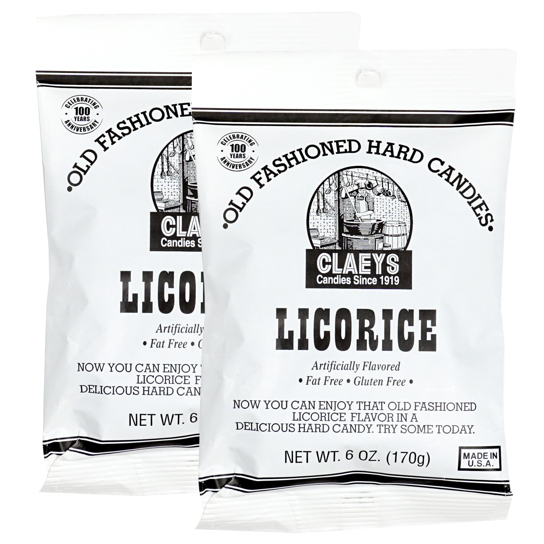 Claeys Sanded Licorice Drops, 6 Oz Bag - 2 Pack, Hard Sour Candy ...