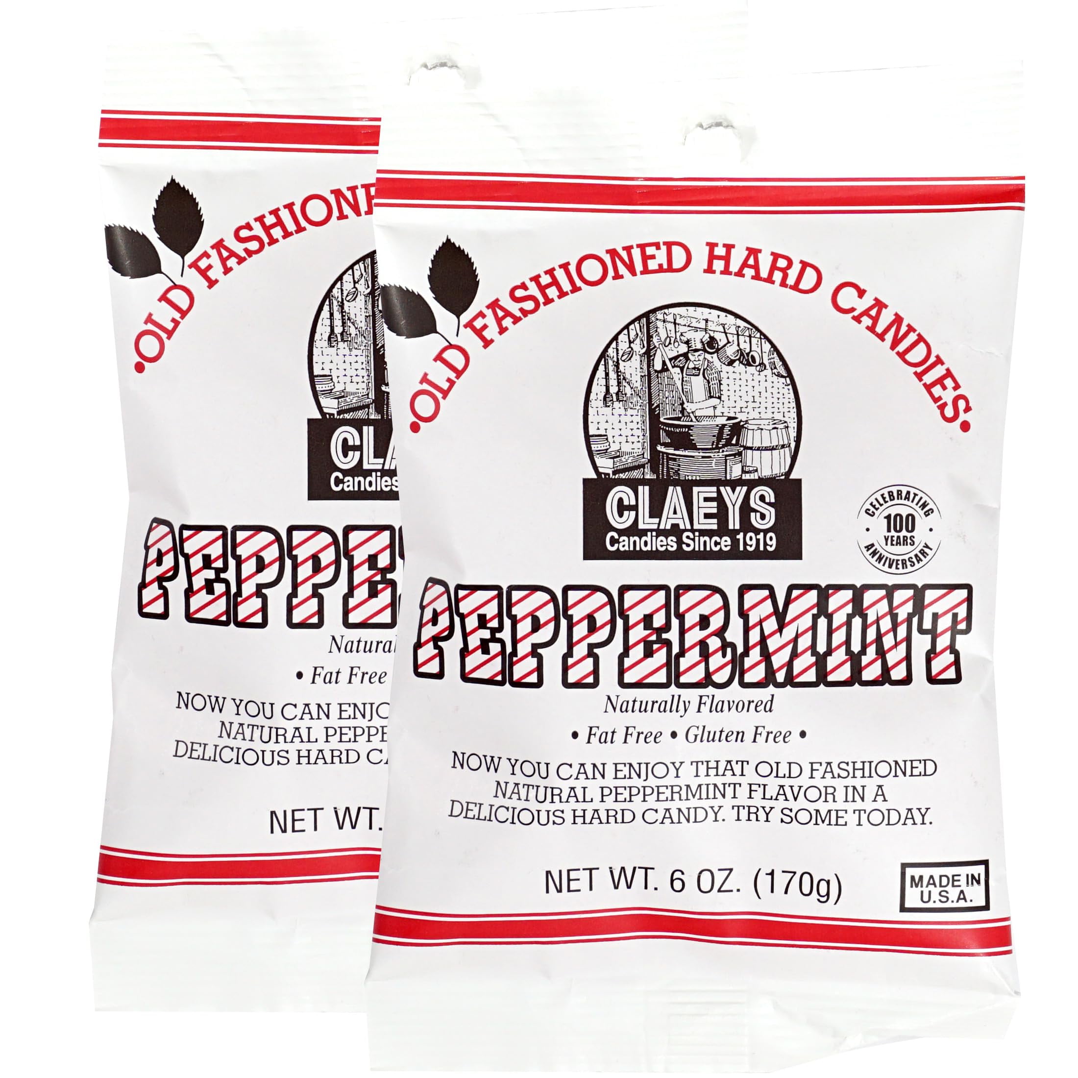 Claeys Sanded Peppermint Drops, 6 Oz Bag - 2 Pack, Hard Sour Candy ...