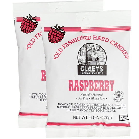 Claey's Sanded Raspberry Sour Drops, 6 oz Bag, 2 Pack, Hard Raspberry ...