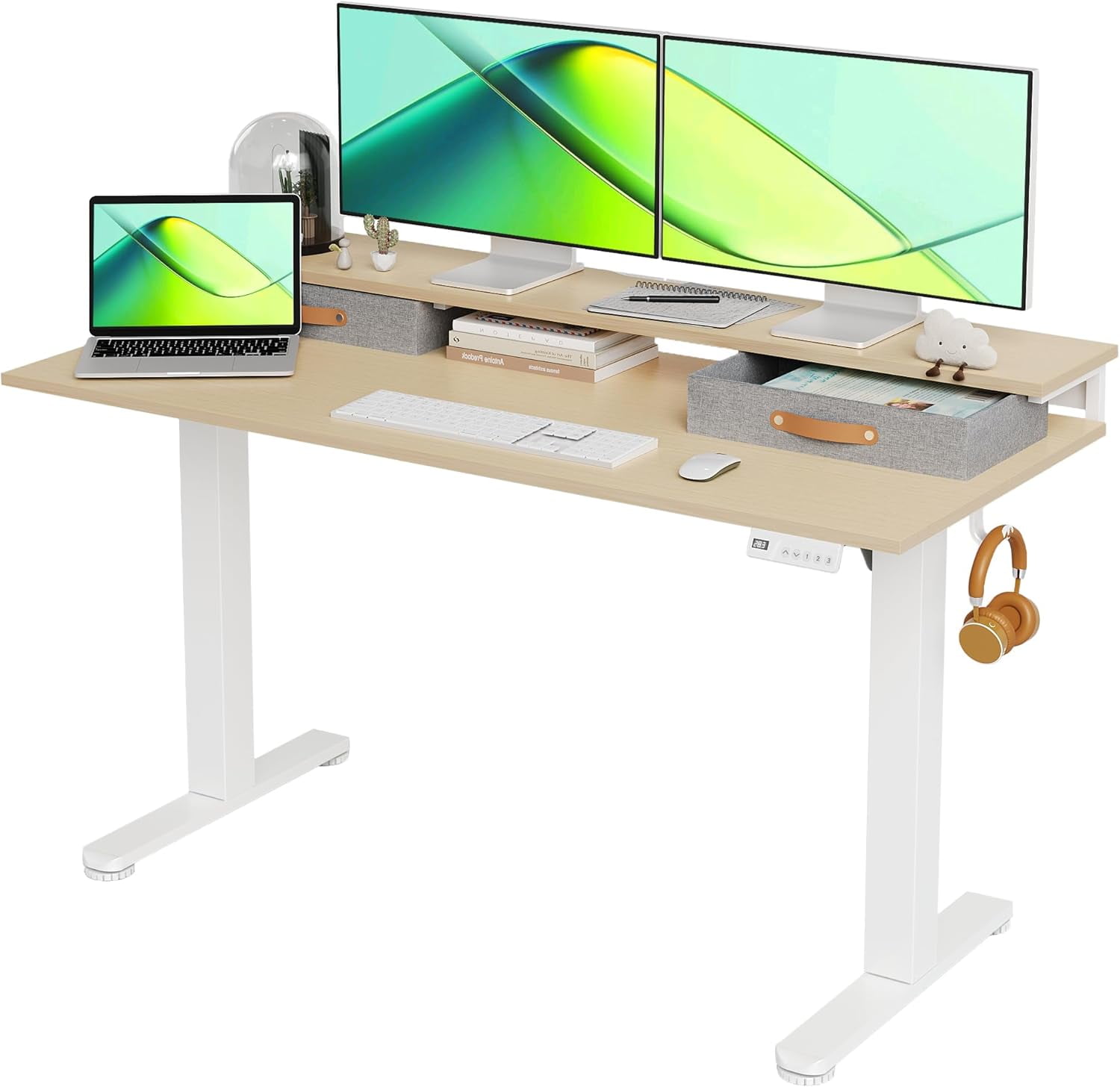 Claiks Electric Standing Desk with 2 Drawers, Adjustable Standing Desks ...