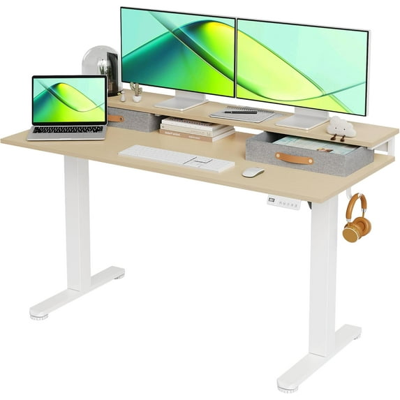 Claiks Electric Standing Desk with 2 Drawers, Adjustable Standing Desks ...
