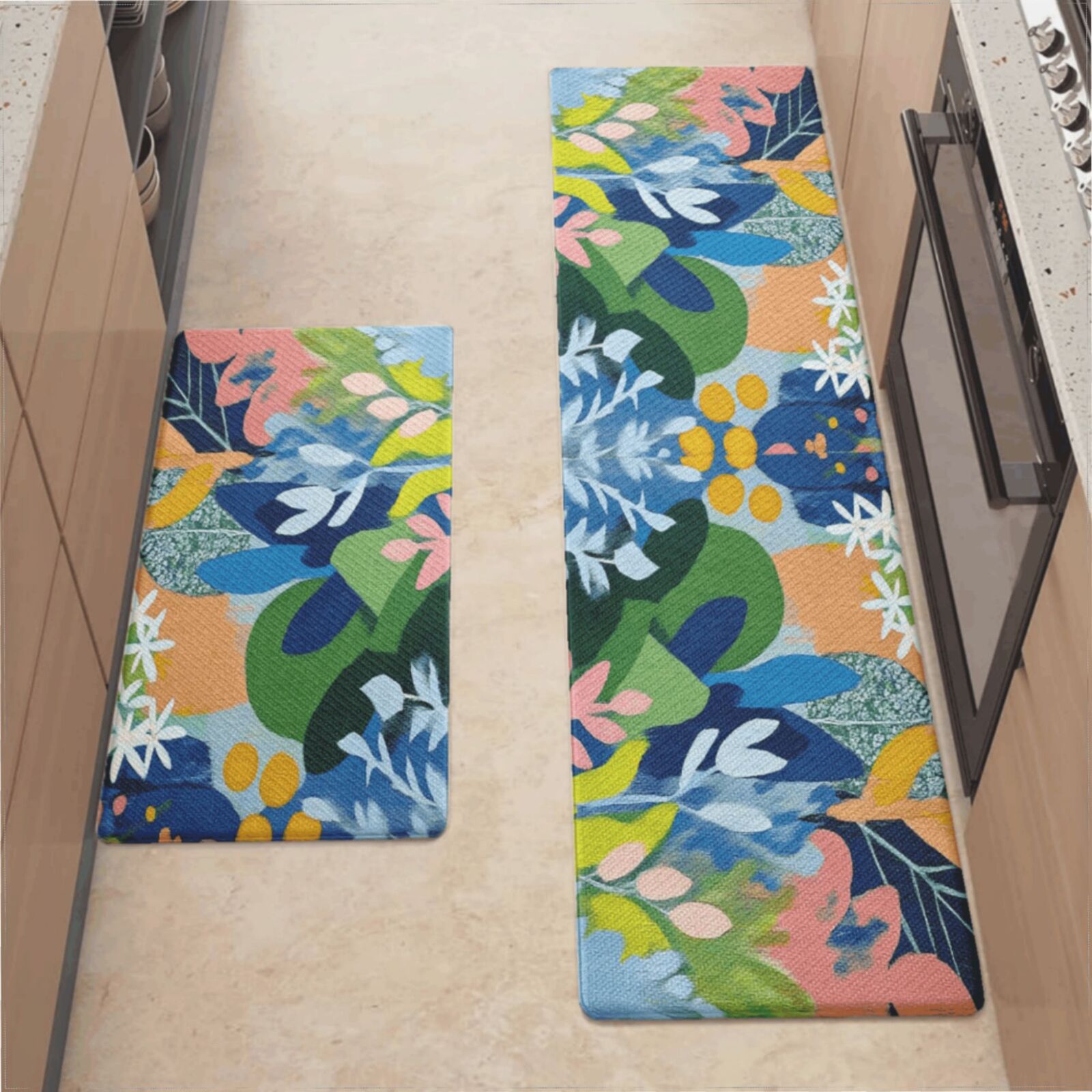 Clair Bremner Abstract Floral Pretty Popular Pvc Kitchen Mat Runner 2 ...
