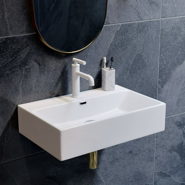 Claire Modern 24" Rectangle Wall-Mount Bathroom Sink - Walmart.com