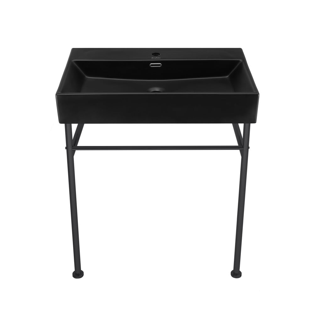 Claire 30 Ceramic Console Sink Matte Black Basin Black Legs - Walmart.com