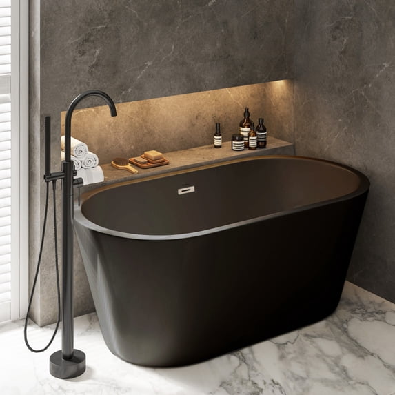 Claire 60" Freestanding Bathtub in Matte Black - Walmart.com