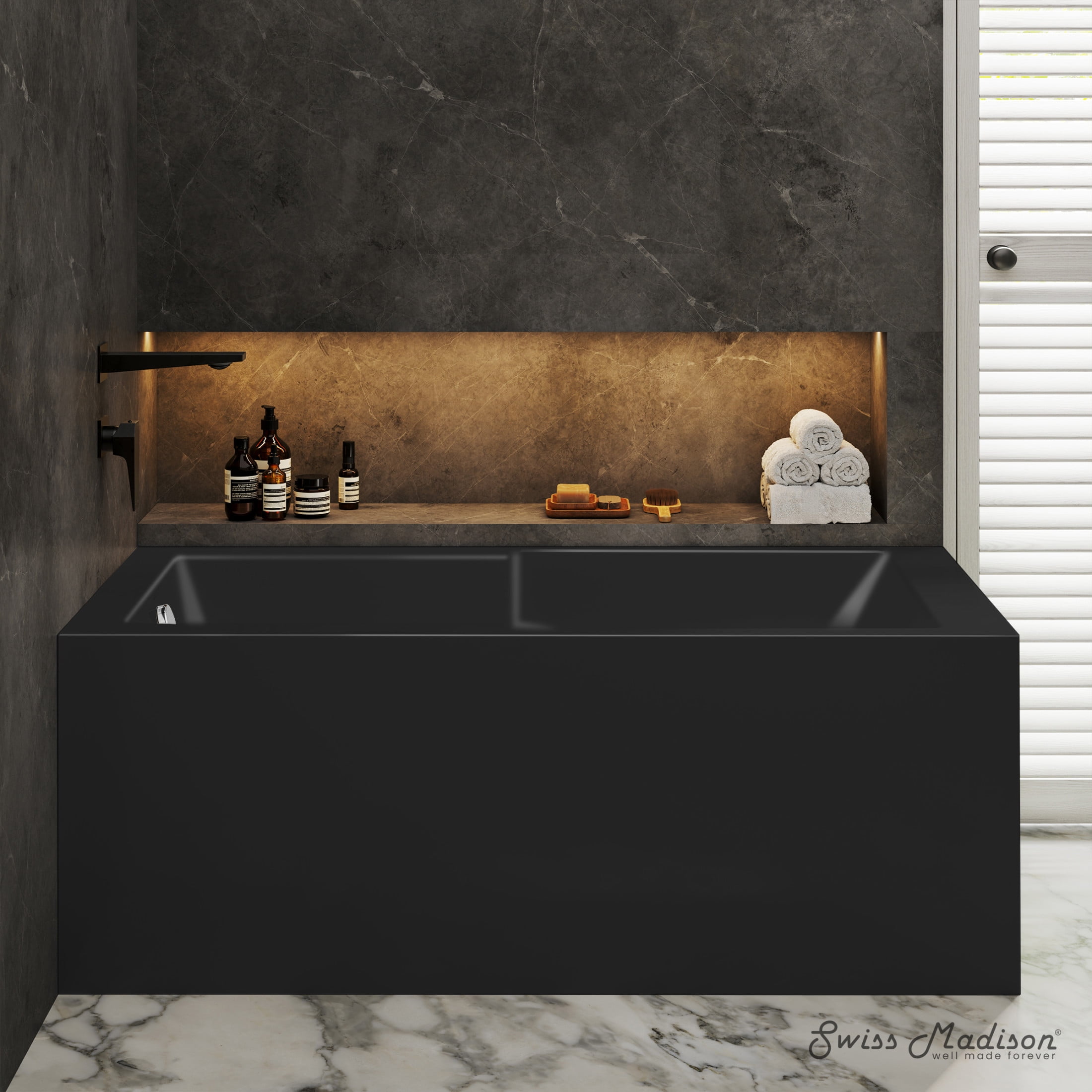 Claire 60 x 32 Left Drain Soaking Alcove Corner Apron Bathtub in Matte ...