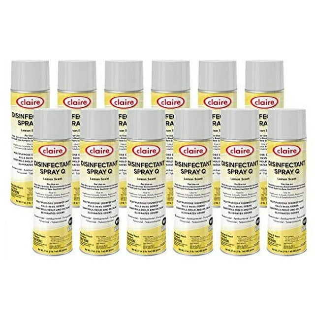 Claire Cl1002-pk Disinfectant Spray Q- Scent, Lemon, 12 Count - Walmart.com