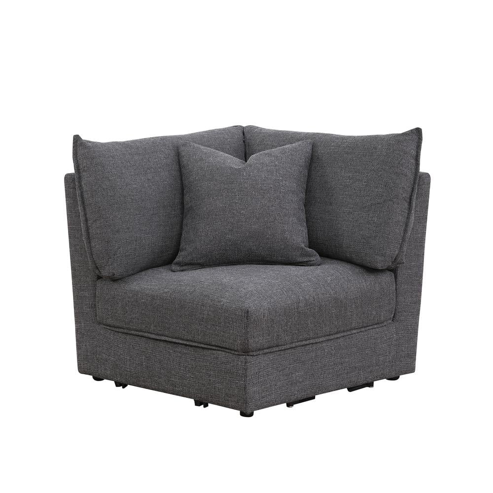 Best Master Claire Linen Fabric Upholstered Corner Wedge in Dark Gray ...