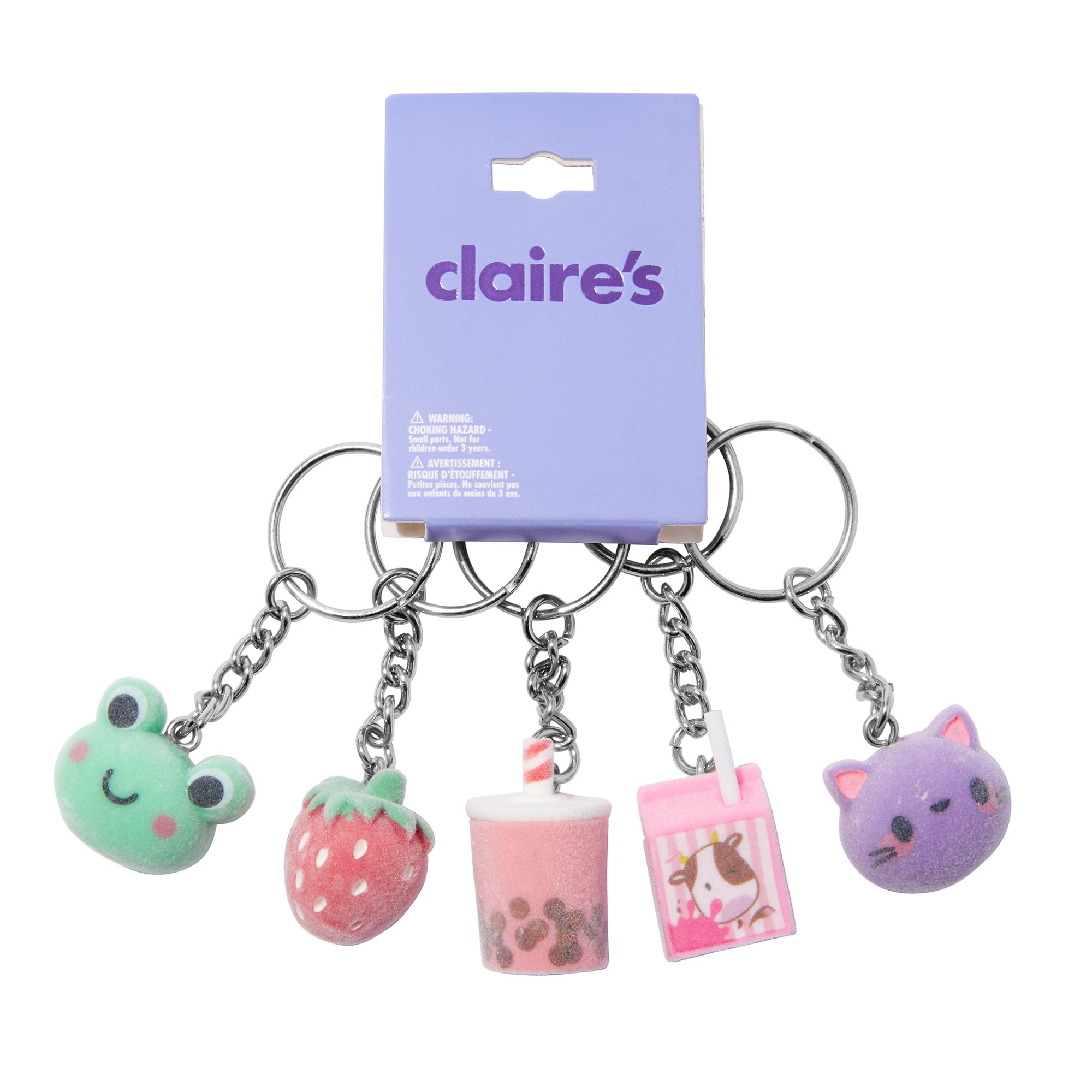 Claire's Best Friend Forever Fuzzy Boba Themed Keychain Set, 5-Pack ...