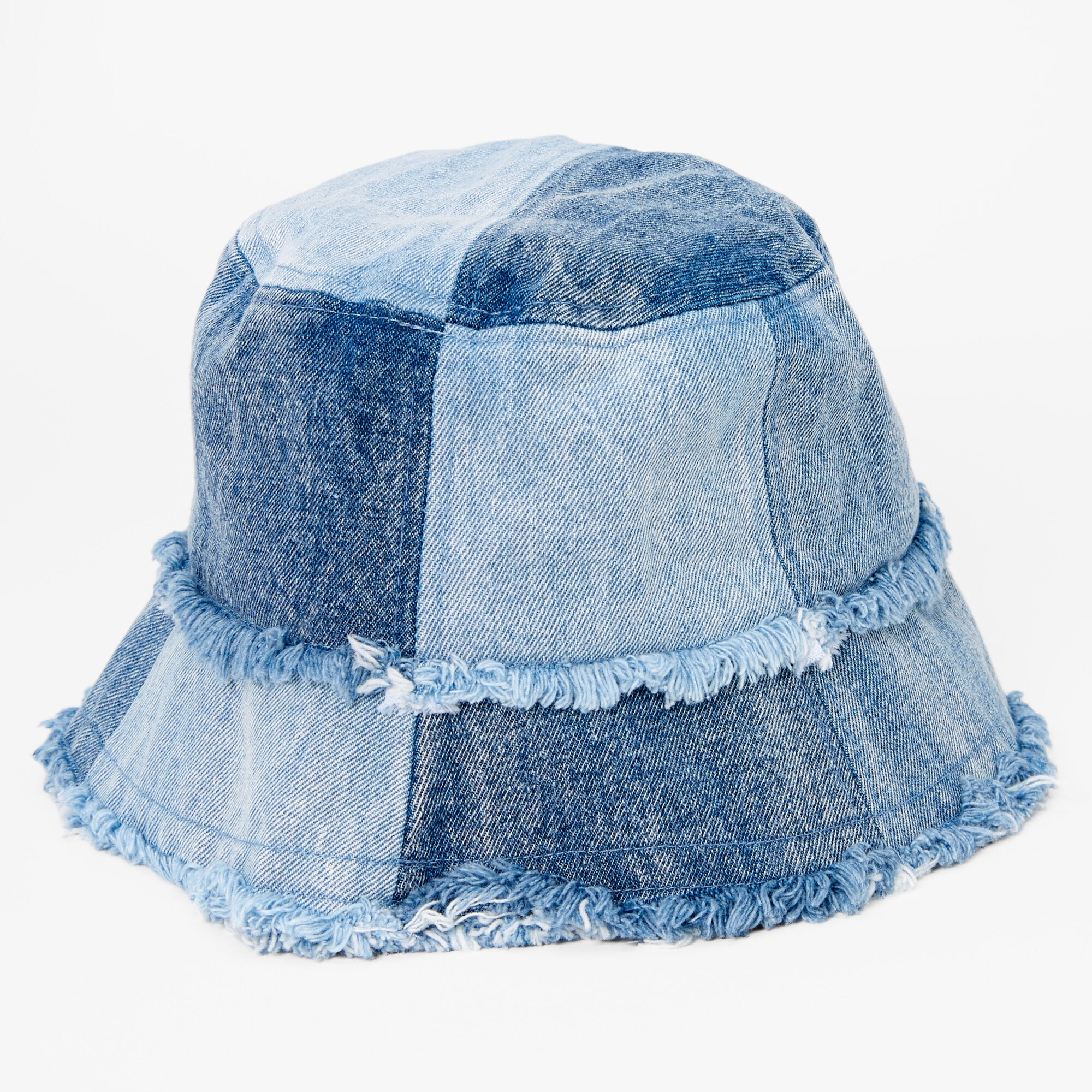 Claire's Blue Denim Patchwork Bucket Hat, Cotton Hat - Walmart.com