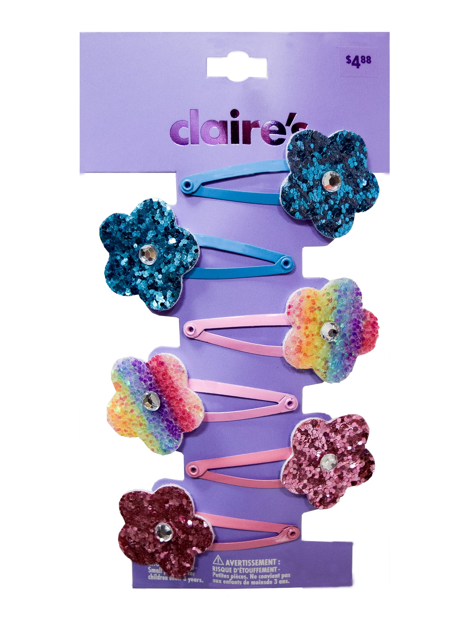 Claire's Childrens Assorted Pink and Blue Flower Decorative Hair Snap ...