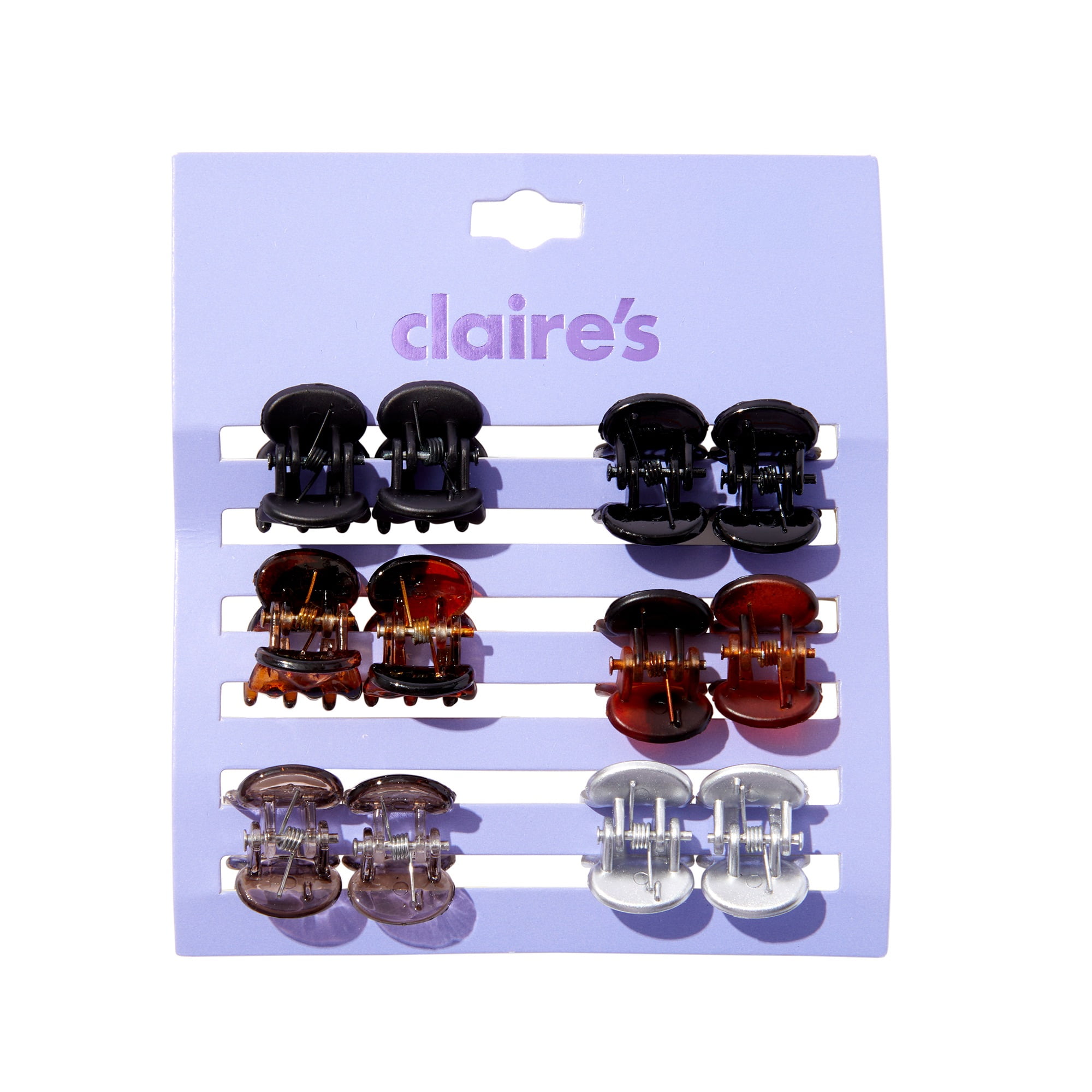 Claire's Tween Girls Classic Basic Mini Hair Claw Clips, 12-Pack ...