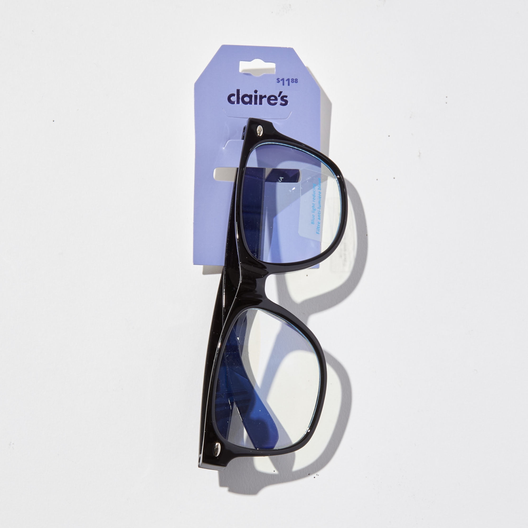 Claire's Adult Women's Retro Black Frame Blue Light Glasses, Clear Lens ...