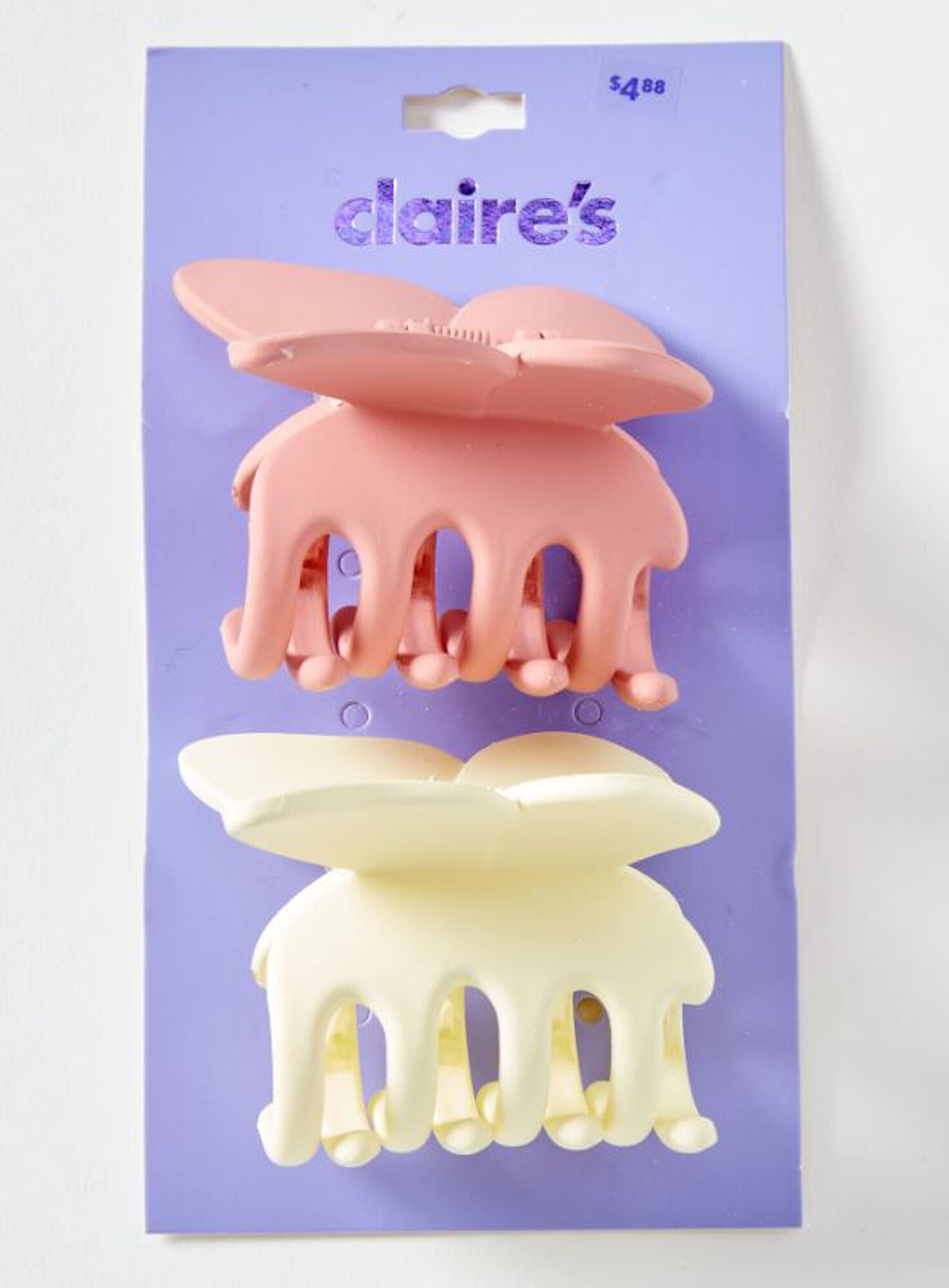 Claire's Tween Girl's Pastel Butterfly Small Claw Clips, Pink and Cream ...