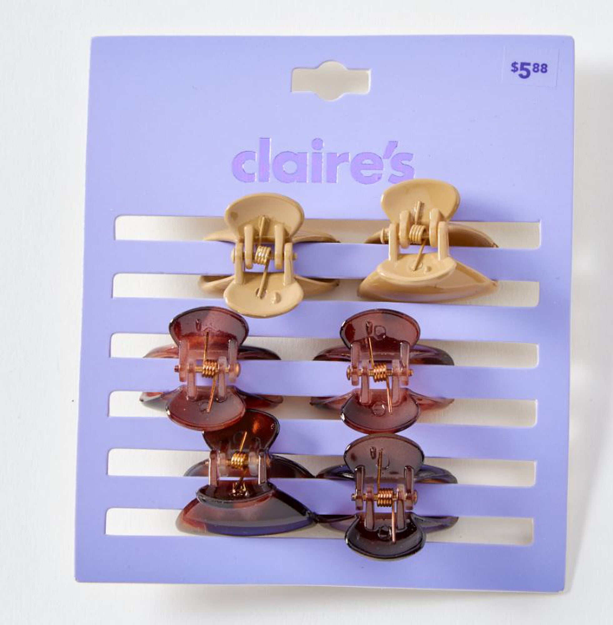 Claire's Classic Everyday Mini Neutral Resin Hair Claw Clips, 6-Pack ...