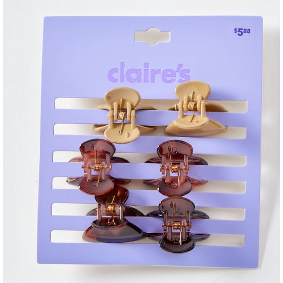 Claire's Classic Everyday Mini Neutral Resin Hair Claw Clips, 6-Pack ...