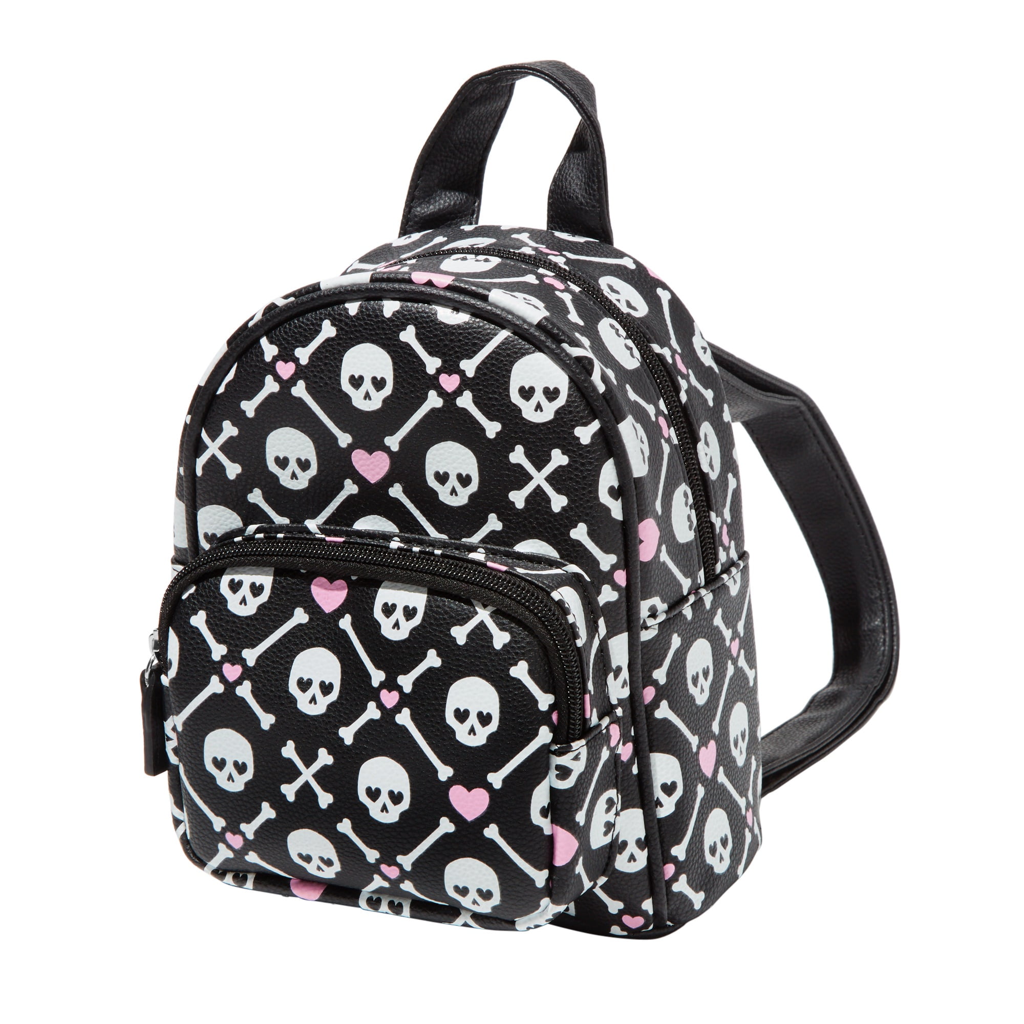 Claire's Classic Skeleton and Pink Heart Mini Backpack with Adjustable ...