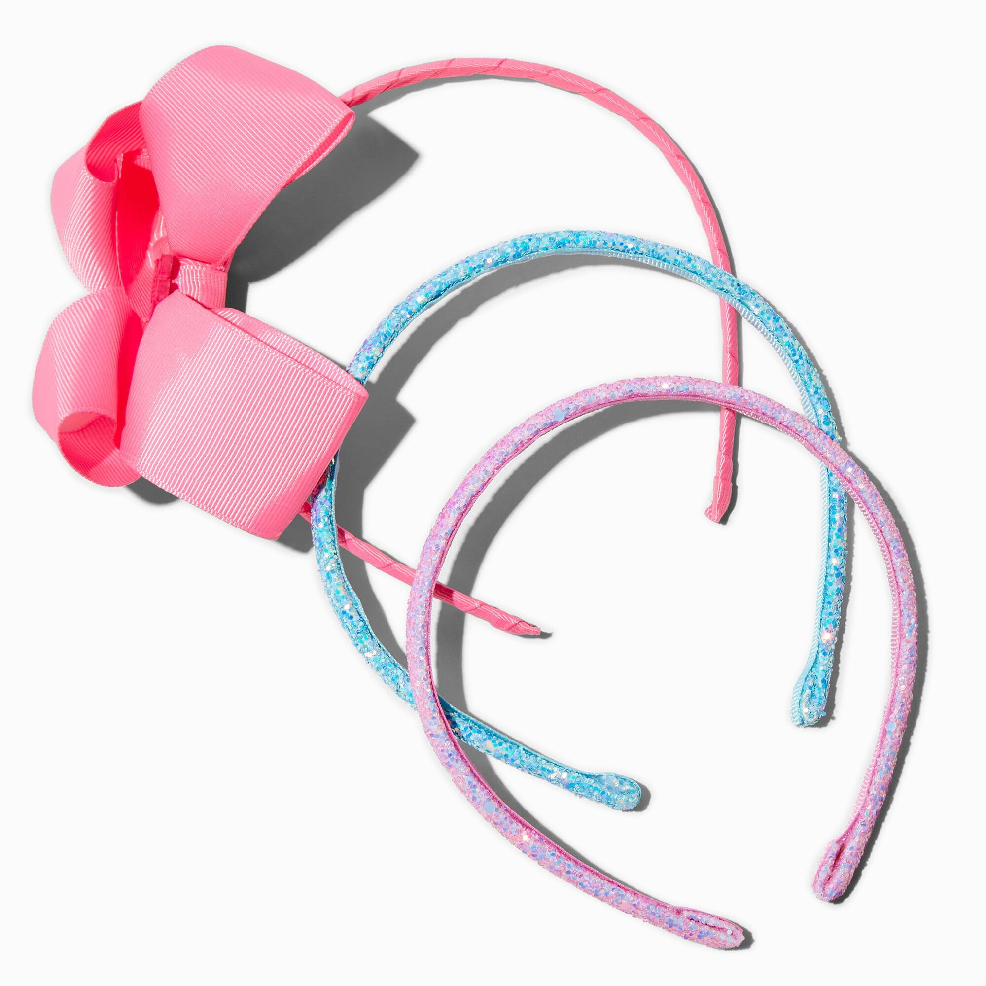 Claire's Club Headband Set - Blue and Pink Glitter Headbands and Pink ...