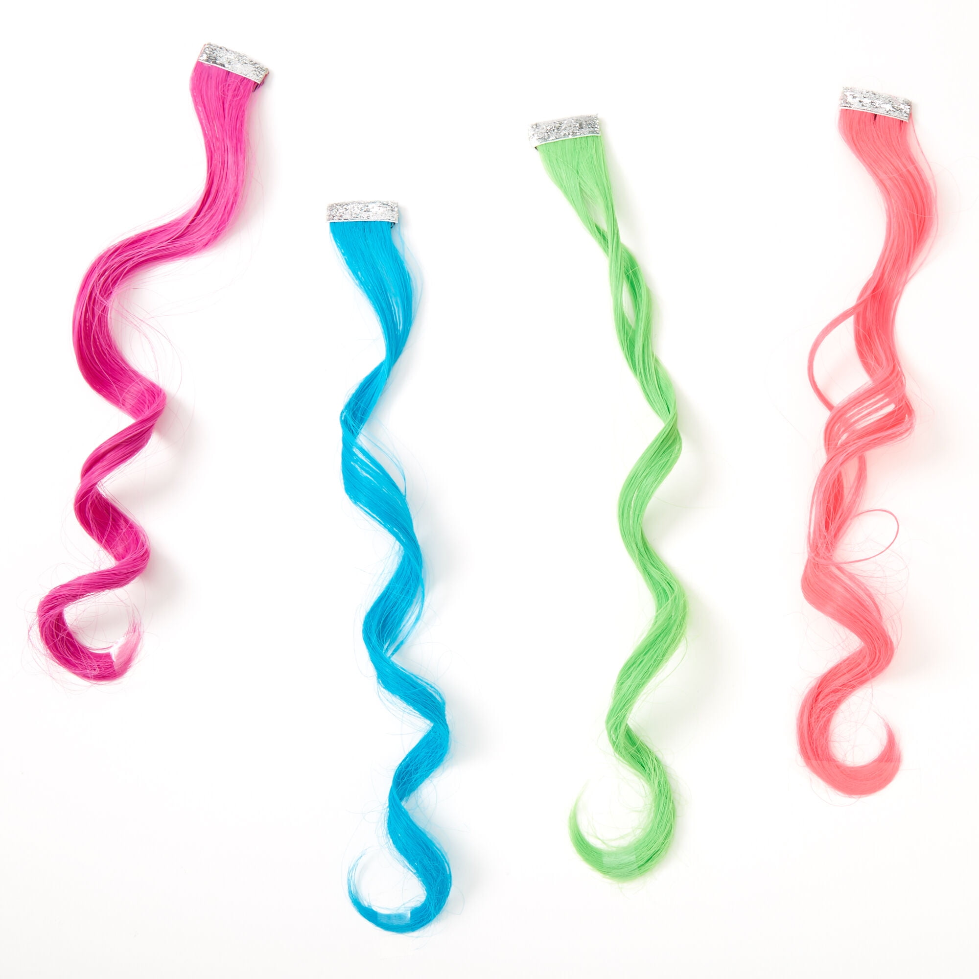 Claire's Club Neon Faux Hair Clip in Extensions - 4 Pack, Female, Adult ...