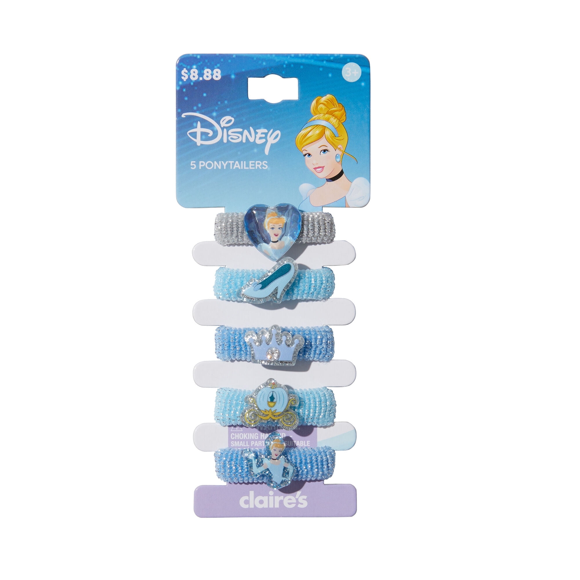 Claire's Disney Cinderella Little Girl Ponytailers with Charms, 5-Pack ...
