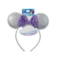 Claire's Disney Silver Sparkle and Purple Bow Ears Headband, Minnie ...