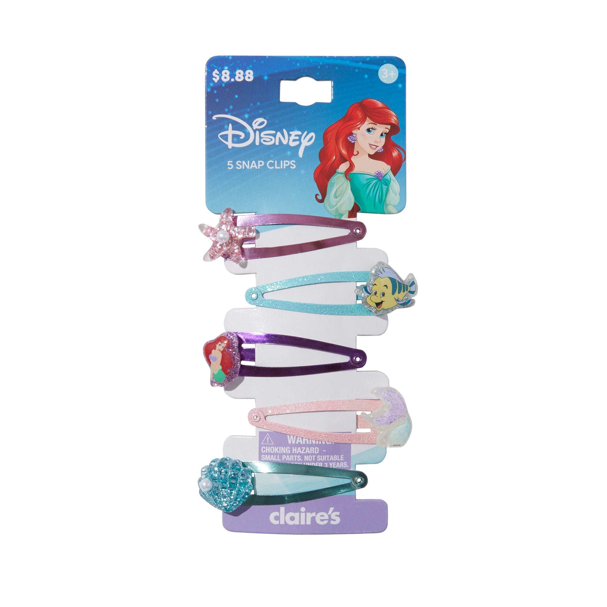 Claire's Disney's Little Mermaid Girl Hair Snap Clips, 5-Pack, Children ...