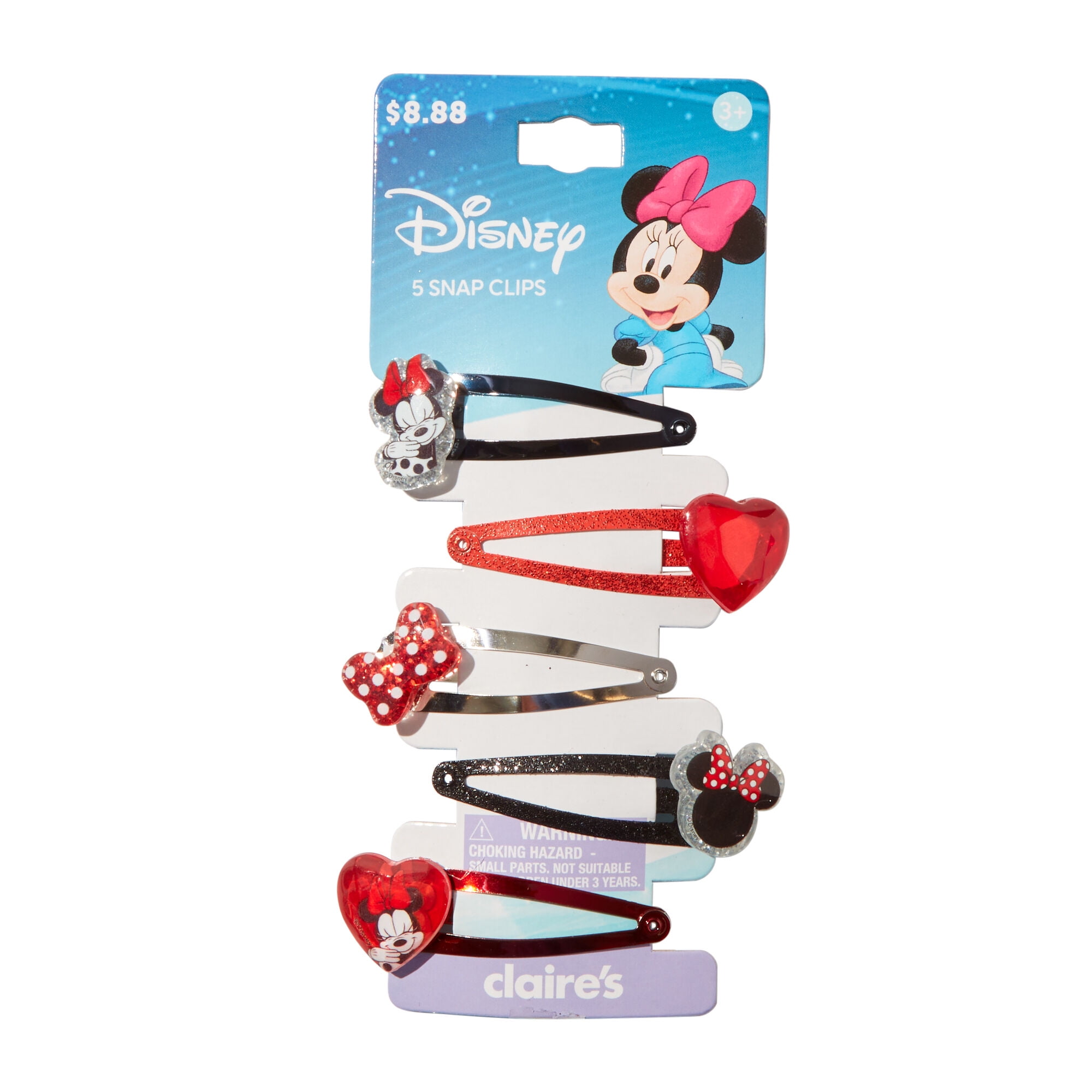 Claire's Disney Minnie Mouse Hair Snap Clips, 5-Pack, Children's ...