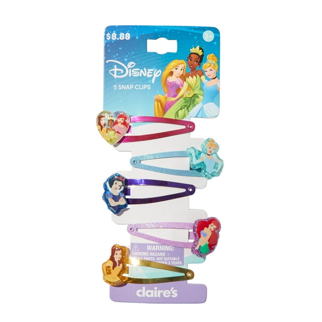Claire's Disney Princess Hair Clips with Charms of Belle, Ariel, Snow ...