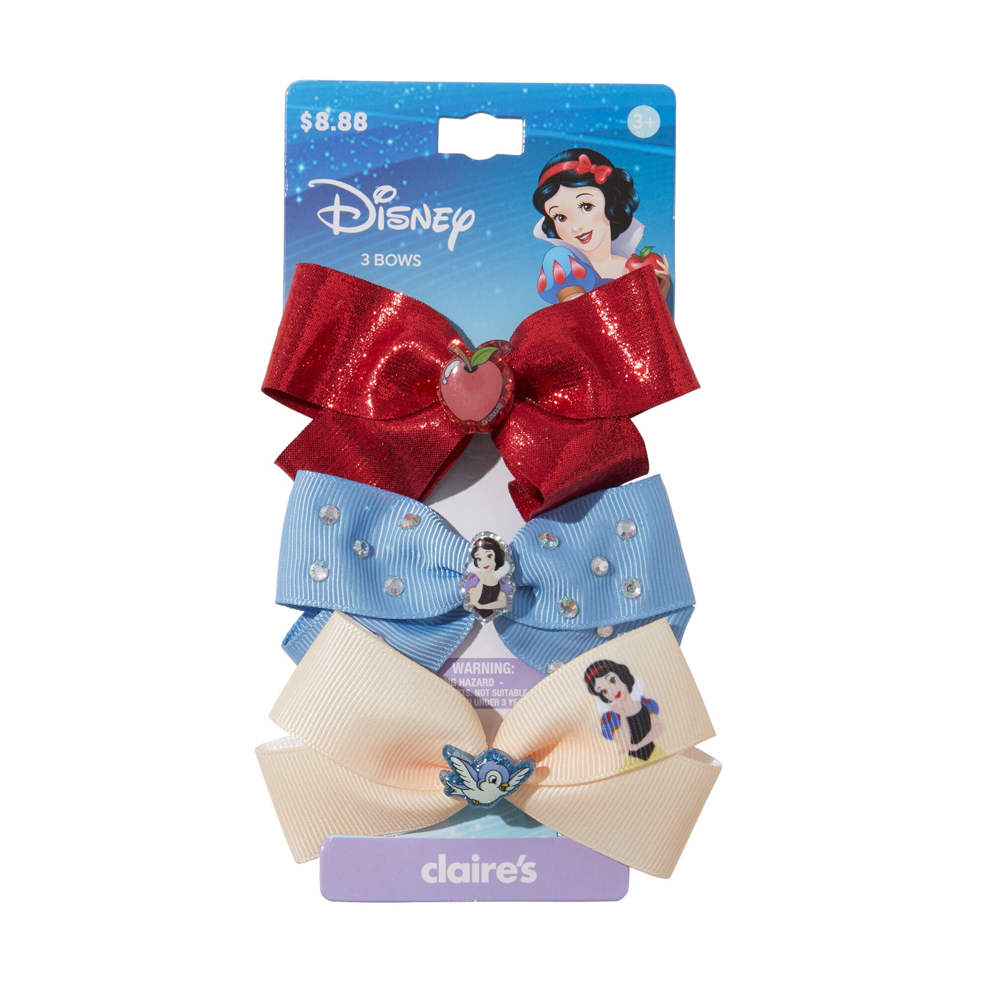 Claire's Disney Snow White Glitter and Gemstone Hair Clip Bow Set with ...