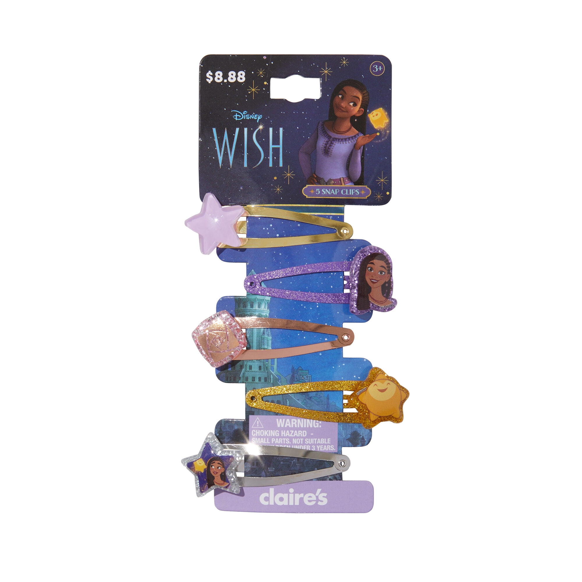 Claire's Disney's "Wish" Themed Decorative Charm Hair Snap Clips, 5 ...