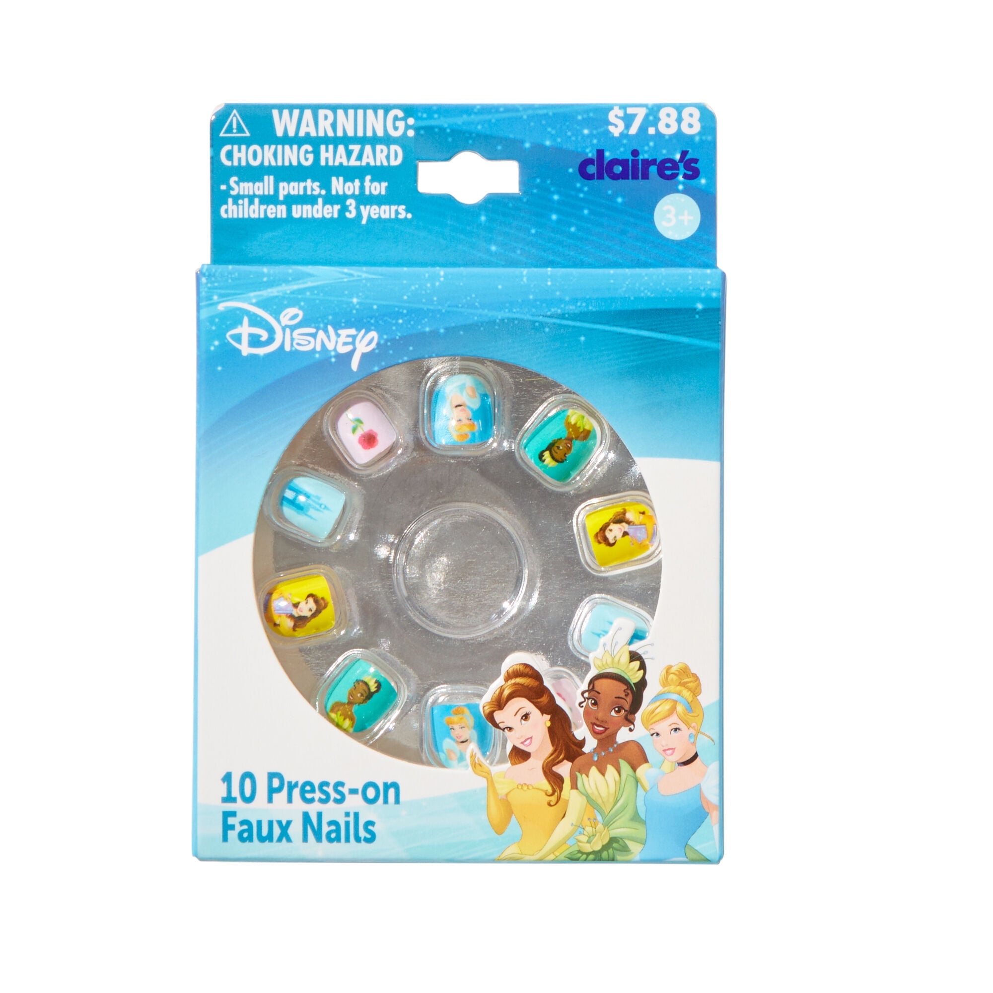 Claire's Disney Princess Faux Nails Set, Easy to Apply, Ariel, Tiana ...
