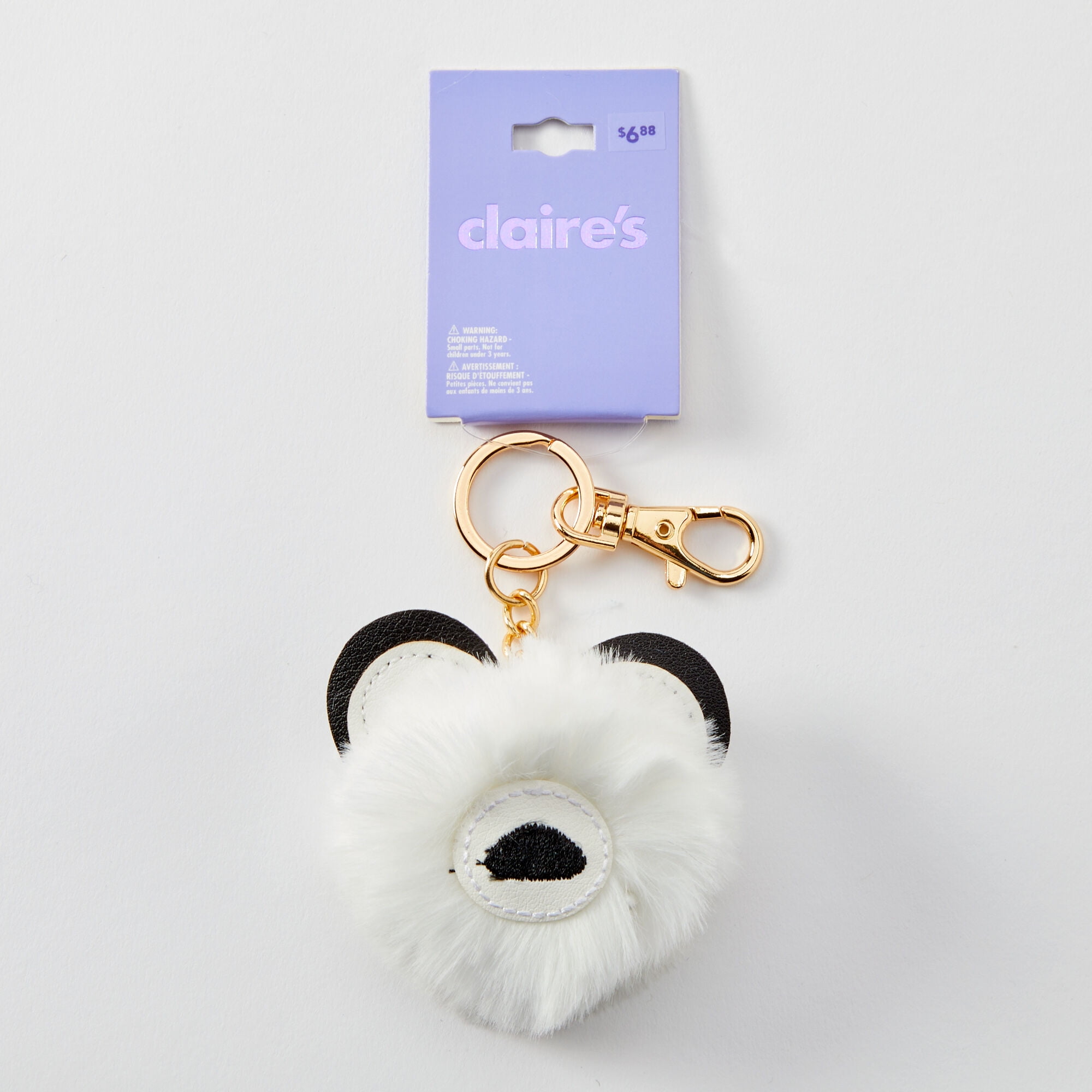 Claire's Fuzzy White Bear Keyring - Walmart.com