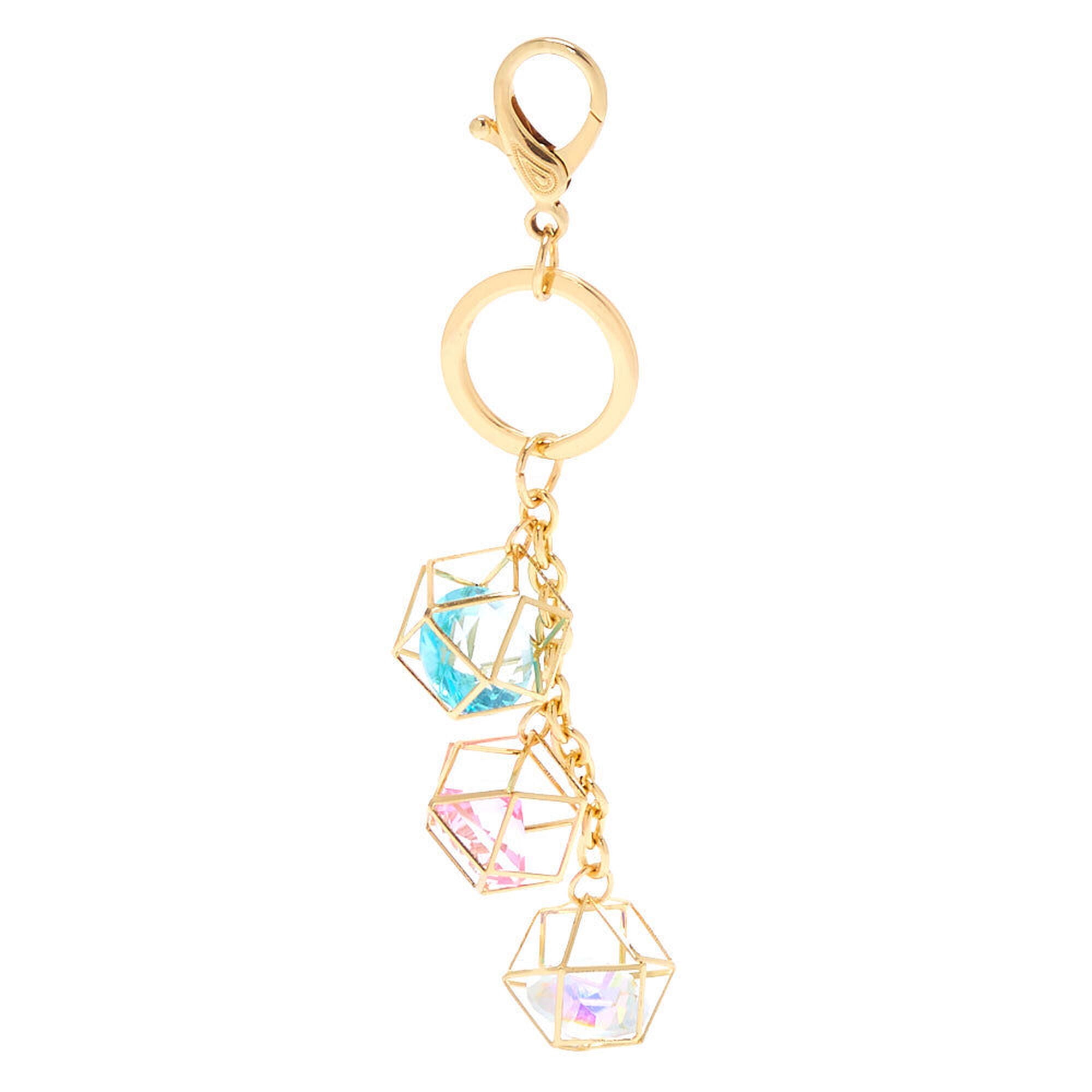 Claire's Geometric Crystal Keychain - Gold, Metal - Walmart.com