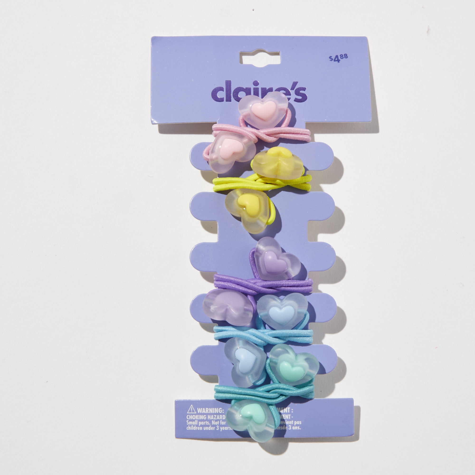 Claire's Girl's Pastel Bobble Heart Ponytail Holder Hair Ties, 10-Pack ...