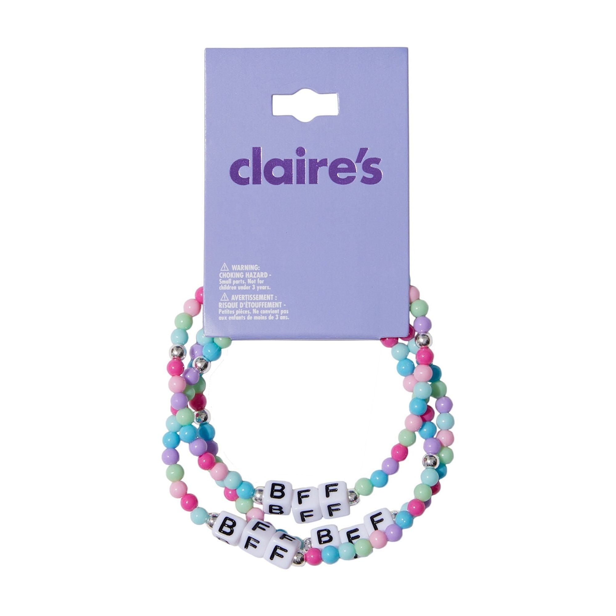 Claire's Girls Best Friend Multi Color Pastel Beaded Bracelets, 3-Pack ...