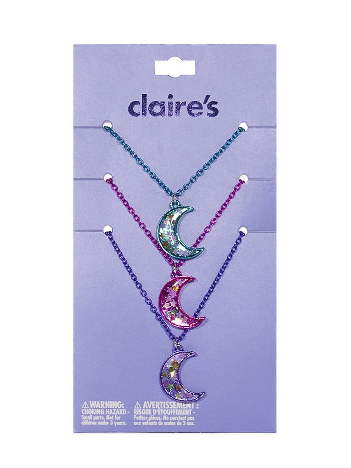 Claire's Girls Glitter Moon BFF Necklace Set, Blue/Pink/ Purple, 3 ...