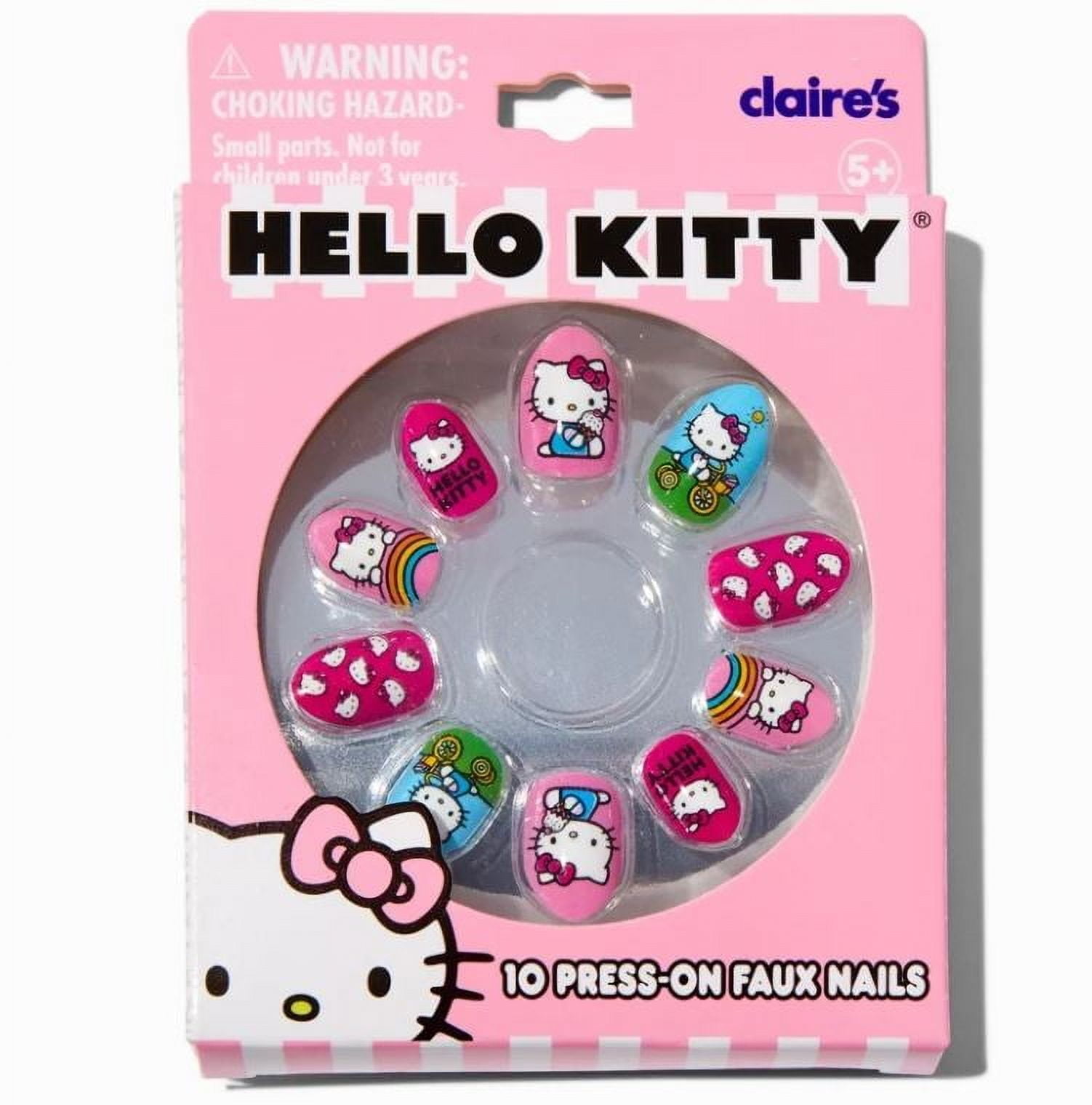 Claire's Girls Hello Kitty Pink Press-on Nail Set, 10 Faux Nails for ...