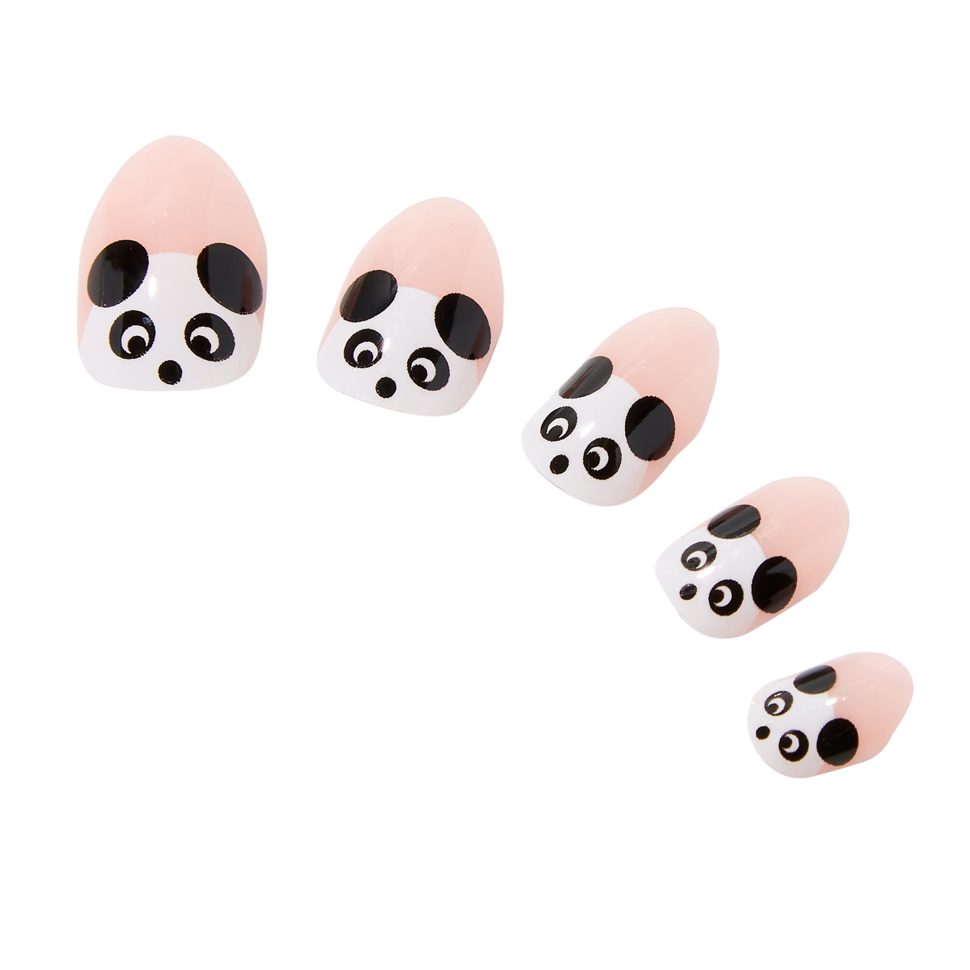 Claire's Girls Light Pink Panda Face French Tip Almond Shape Press-on ...