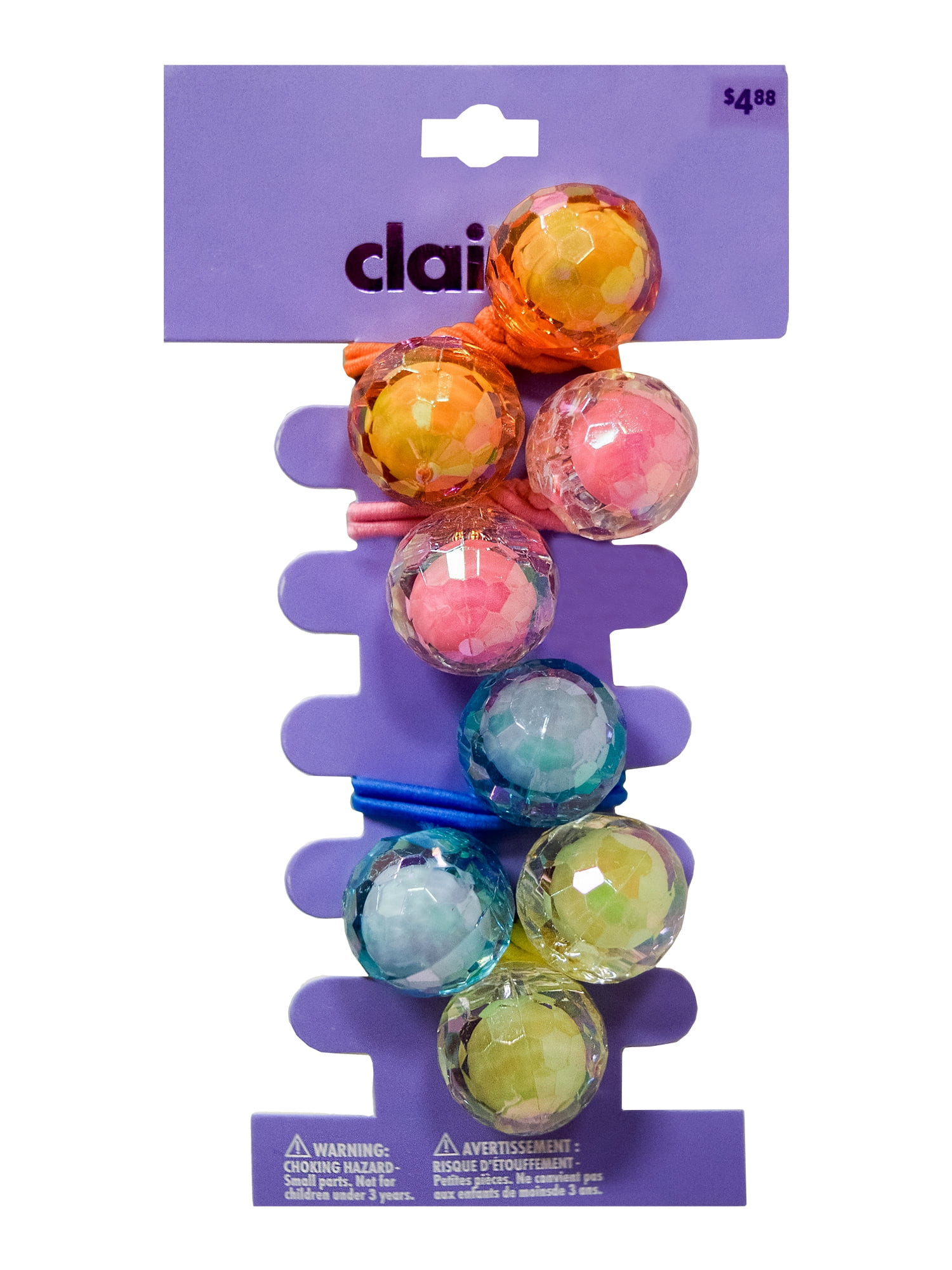 Claire's Girls Colorful Bobble Ponytail Holders 8-Pack, Stretchy ...