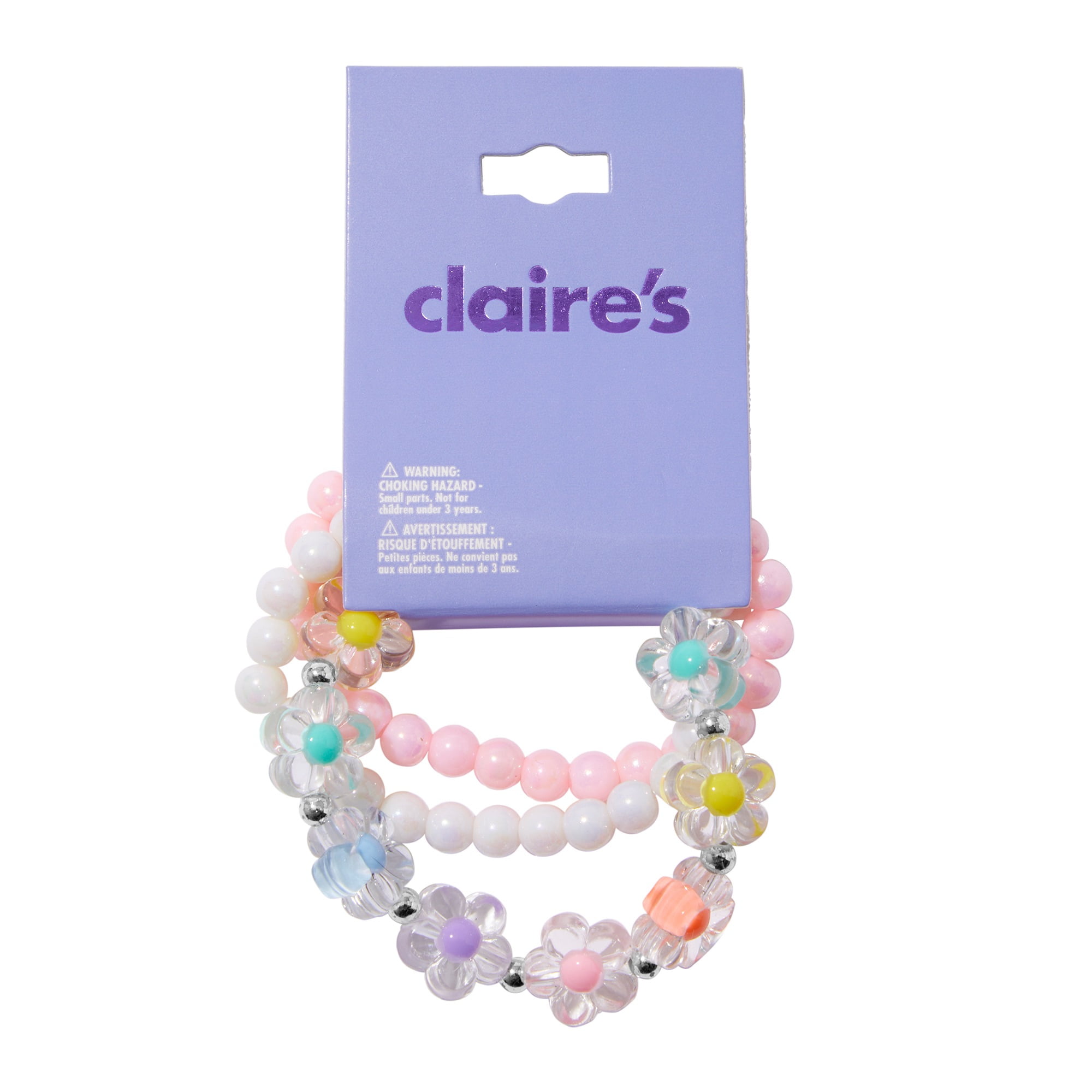 Claire's Girls Pastel Beaded Daisy Bracelet Set, 3-Pack, Children's ...