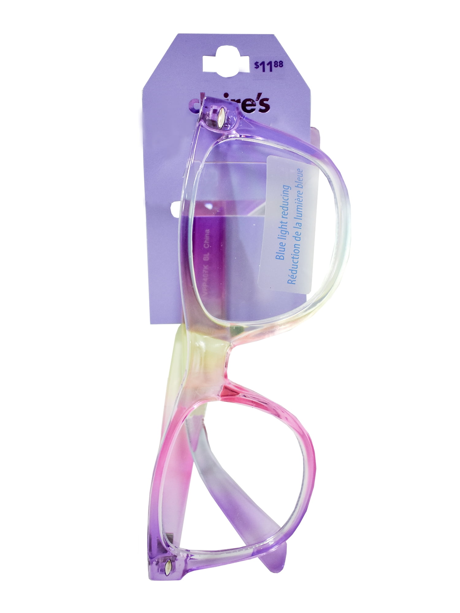 Claire's Back to School Girls Rainbow Ombre Frame Blue Light Blocking ...