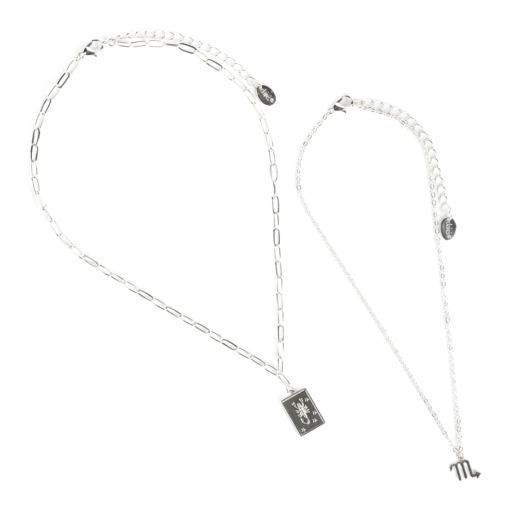 Claire's Girls Silver Zodiac Scorpio Necklace Set, Lobster Closure, 2 ...