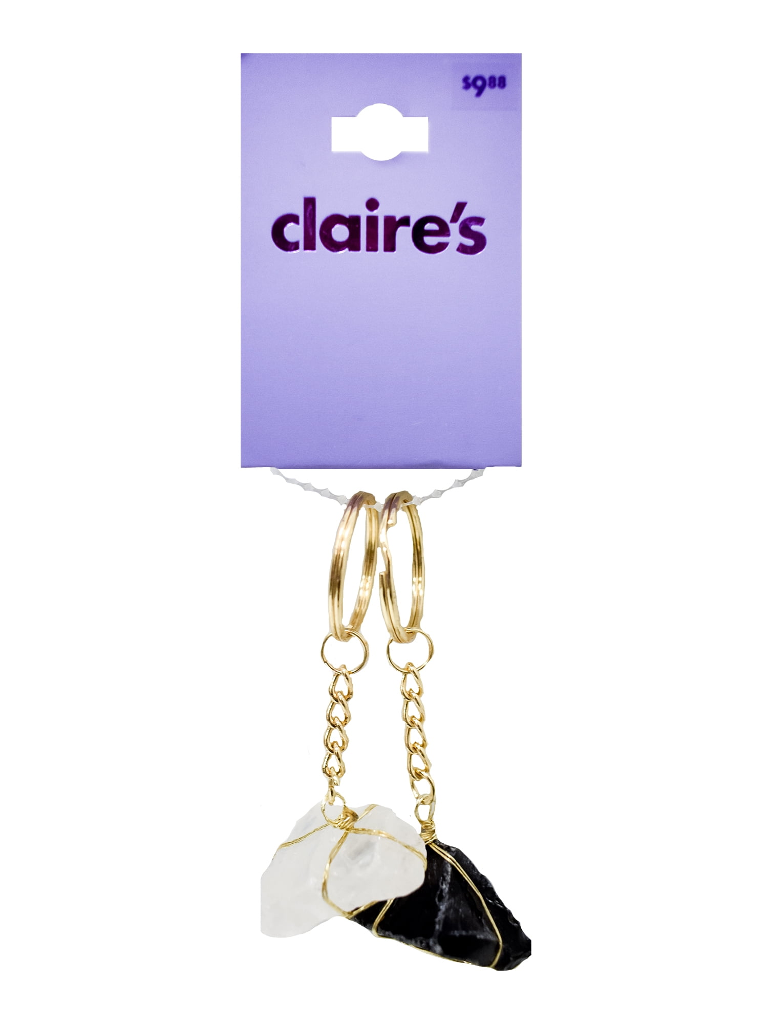 Claire's Girls Teen Best Friend Clear and Black Crystal Cage Keychains ...