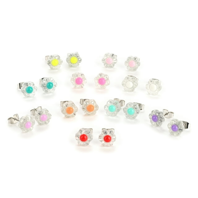 Claire's Unisex Pastel Flowers Stud Earrings Set, Fashion Teenager Jewellery, 10-Pack - Walmart.com