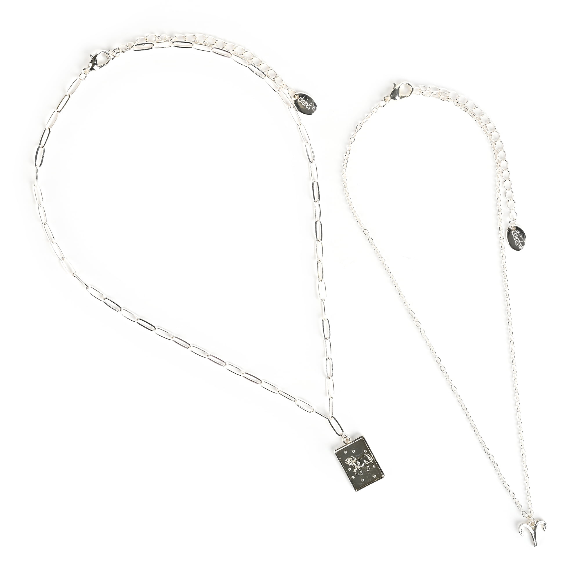 Claire's Girls Teen Silver Zodiac Aries Necklace Set, Lobster Closure ...