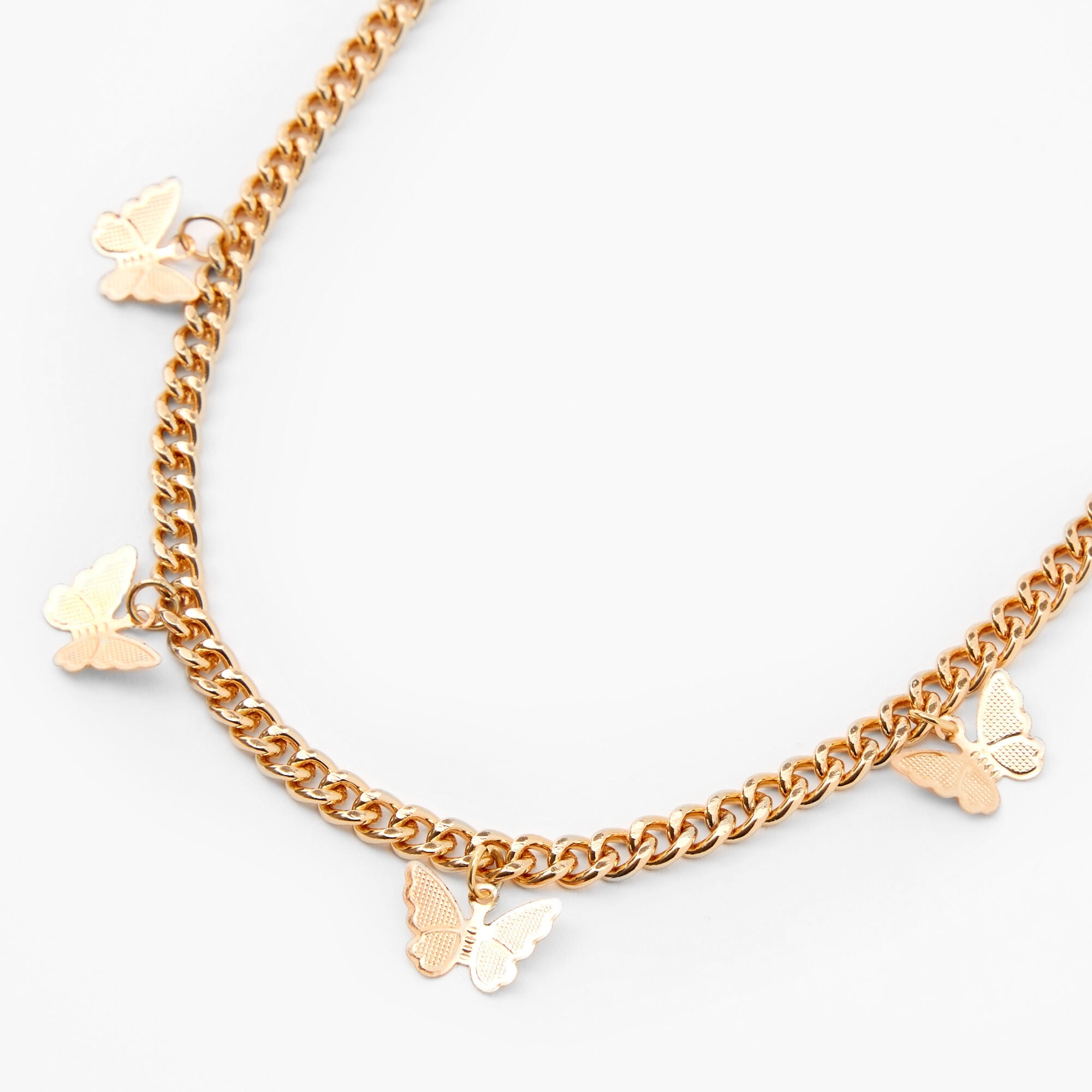 Claire's Gold Butterfly Charm Chain Necklace, Gold,Adult. - Walmart.com