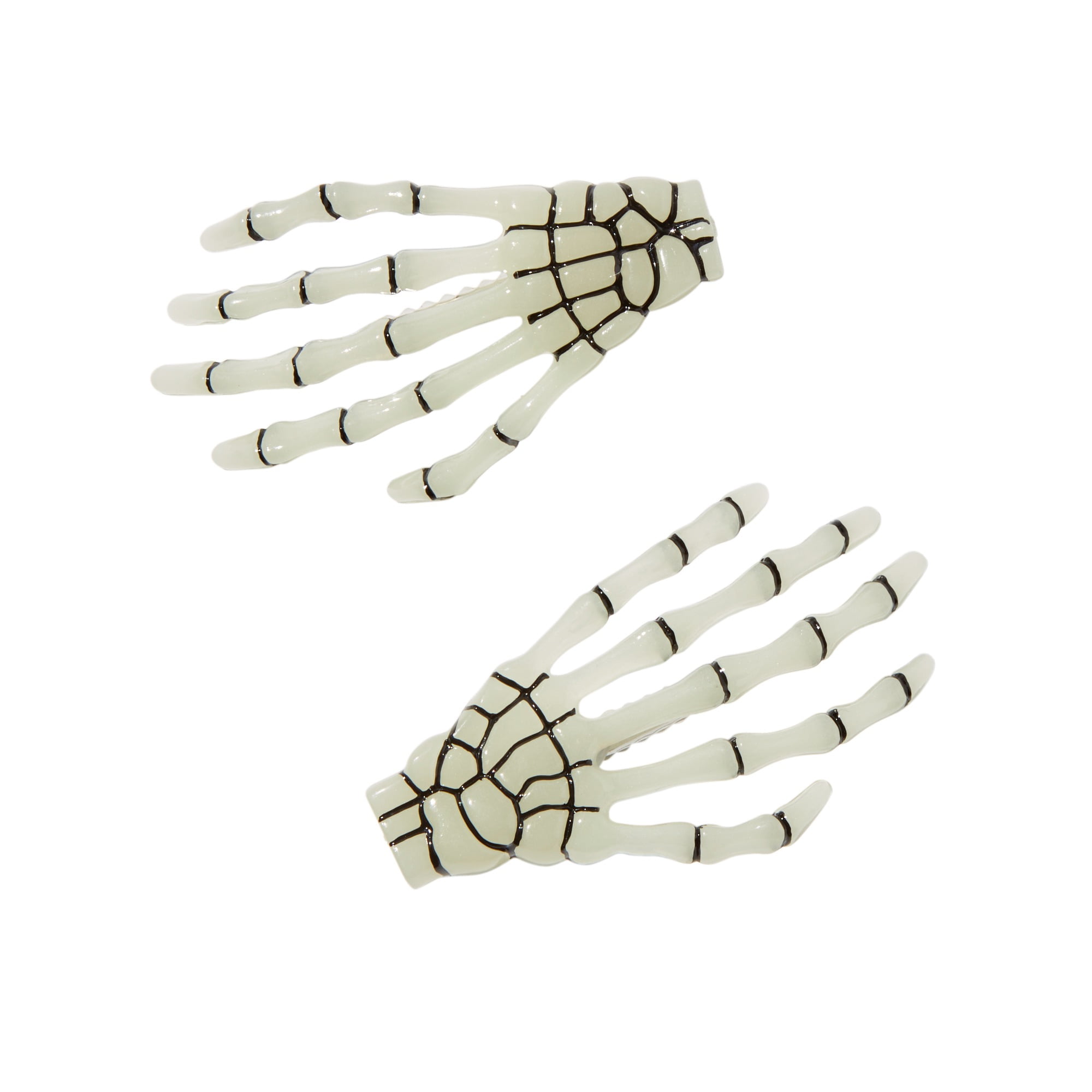 Claire's Halloween Classic Glow in the Dark Skeleton Hand Hair Clips, 1 ...
