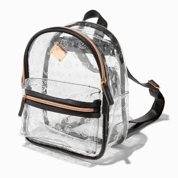 Claire's Love Status Icon Transparent Clear Backpack with Black and ...