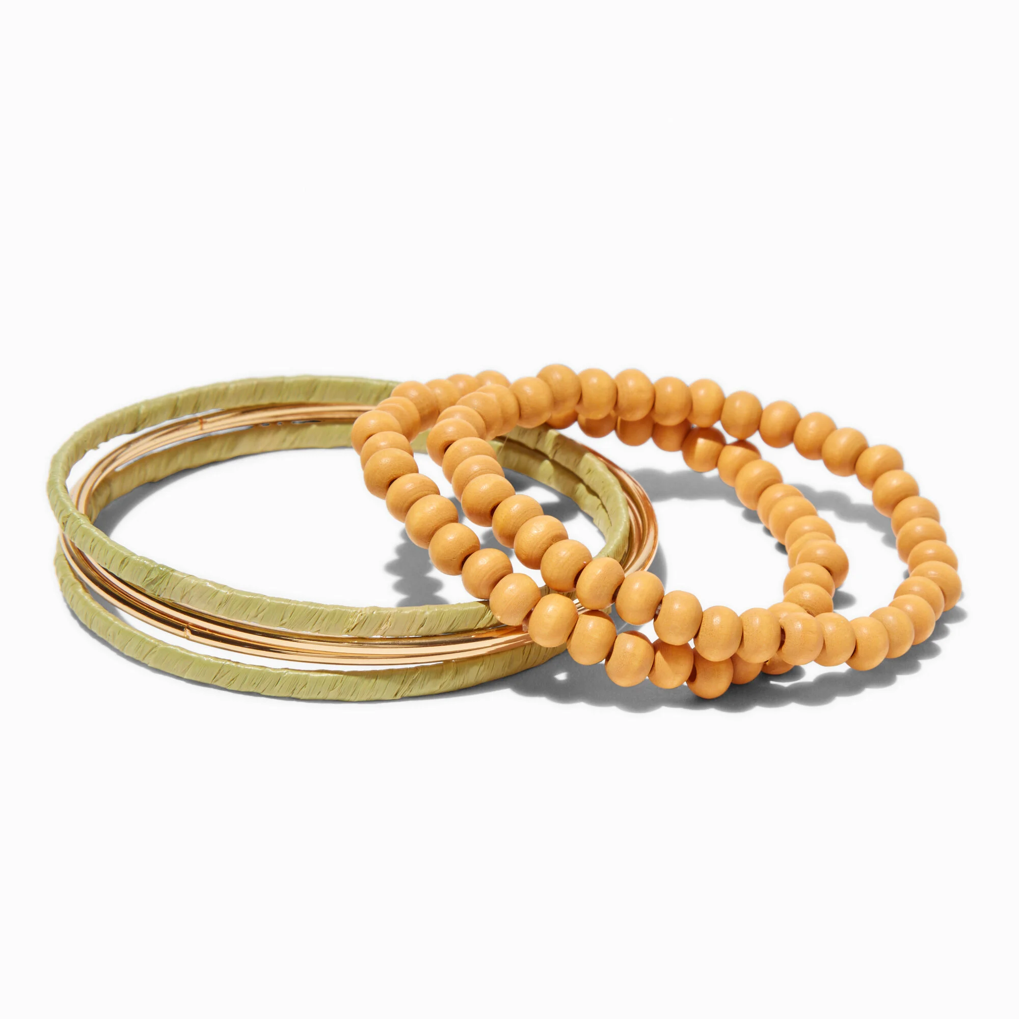 Claire's Natural Raffia Wrapped Bangle Bracelets - 6 Pack - Walmart.com